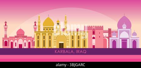 Silhouette Skyline panorama of city of Karbala, Iraq - vector ...
