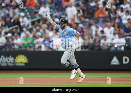 Tampa Bay Rays' Jonathan Aranda, right, reacts after being thrown out ...