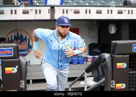 Tampa Bay Rays' Jonathan Aranda runs during his double to right field ...