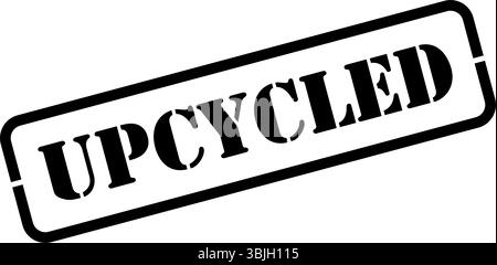 Upcycled label in stencil lettering as an isolated red rubber stamp ...