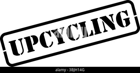 Upcycling label in stencil lettering as an isolated red rubber stamp ...