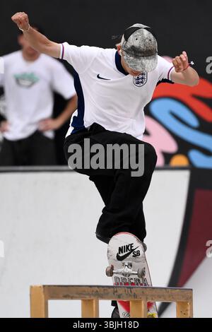 Sora Shirai of Japan competes in the semi-finals of the men's street ...