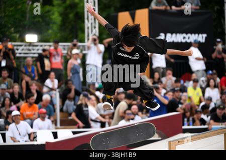 Kairi Netsuke of Japan competes in the semi-finals of the men's street ...