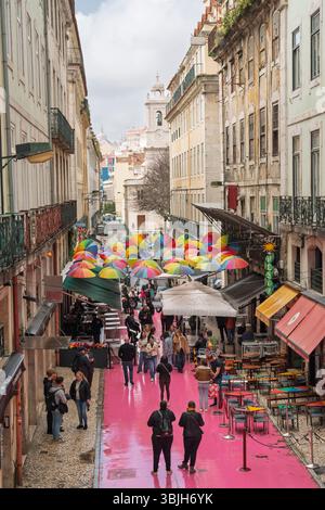 Pink Street in Lisbon, Portugal, Europe Stock Photo - Alamy