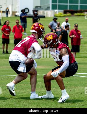 Washington Commanders linebacker Ale Kaho (51) works during the first ...