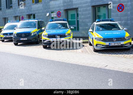 police cars on streets germany, law enforcement officers guarding order ...