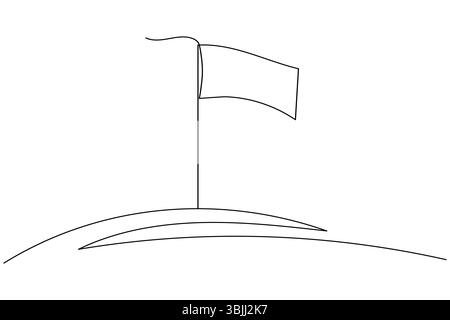 National flag on pole continuous one line drawing minimalist style ...