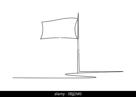 National flag on pole continuous one line drawing minimalist style ...