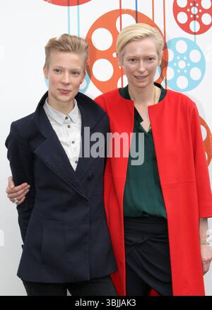 Tilda Swinton and Maja Borg at a photocall during the Edinburgh ...