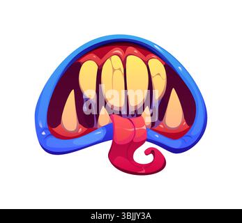 Scary and creepy drool monster grin jaws and mouths. Vector smiles ...