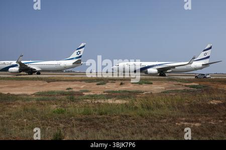 Larnaka, Cyprus. 16th June, 2025. Aircraft of an Israeli airline are ...