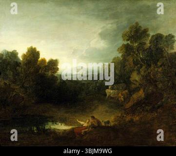 Rocky Wooded Landscape with Rustic Lovers, Herdsmen and Cows, Thomas ...