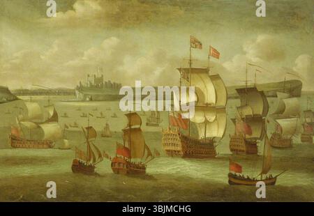 Isaac Sailmaker - A Ship Flying the Royal Standard with other Vessels ...
