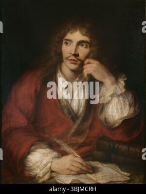 This portrait of Molière captures the playwright in his signature style ...