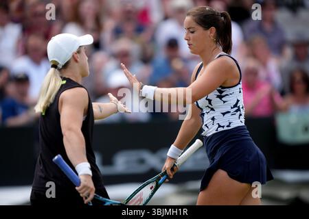 Jodie Burrage and Sonay Kartal (right) during their Ladies??? Doubles ...