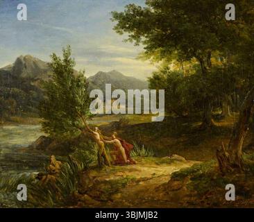 This 1824 oil painting by André Giroux portrays the mythological scene of Apollo and Daphne ...