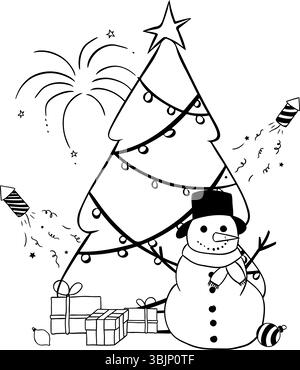 Black and white line Christmas snowflake. Vector Stock Vector Image ...