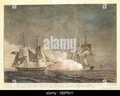 Aquatint by Niels Truslew (1762-1827) depicting the bombardment of ...