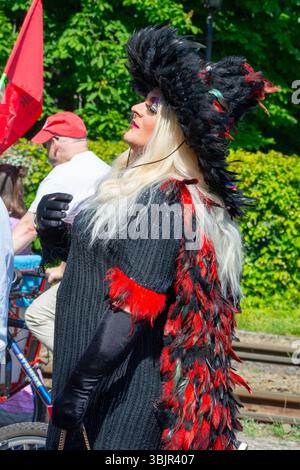 A participant takes part in the Pride march in Rome, Saturday, June 10 ...