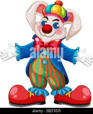 Vibrant vector illustration of a playful clown rabbit in colorful ...