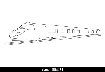 Modern High-Speed Train in Continuous Line Art, High-Speed Bullet Train ...