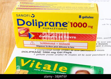 Doliprane paracetamol 1000mg tablets, Sanofi laboratory. Prescription ...