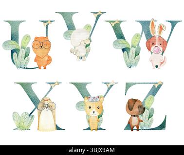 Baby Alphabet Clipart, Green Watercolor Alphabet ABC, Gender Neutral ...
