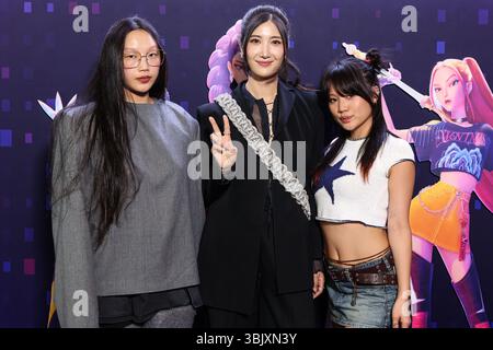 Audrey Nuna, EJAE, and Rei Ami of HUNTR/X, and May Hong attend the 2025 ...