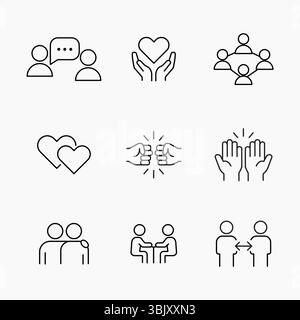 Trust relationship icons set. Outline set of trust relationship vector ...