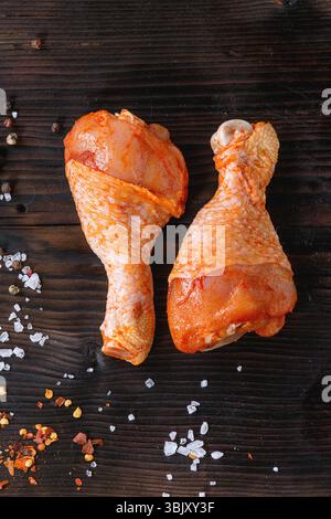 Fresh marinated BBQ chicken. Raw meat for cooking. Fast cooking Stock ...