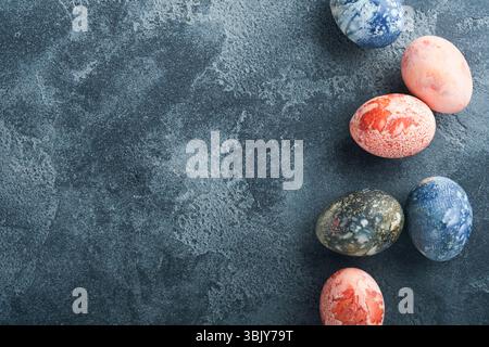 Easter eggs. Dyed Easter eggs with marble stone effect ref and blue ...