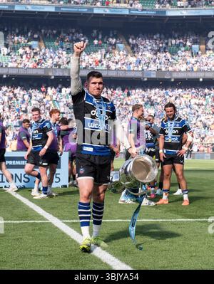 Ben Spencer celebrates after the Gallagher Premiership Rugby Final ...