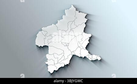 Minimalist Map of Gunma Japan Prefecture with Borders Stock Photo - Alamy