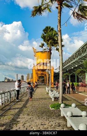 Old winches on the dock of Docks Station, a tourist, cultural and multi ...