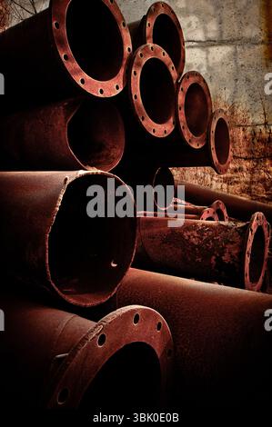 Closeup of large iron pipes rusty surface Stock Photo - Alamy