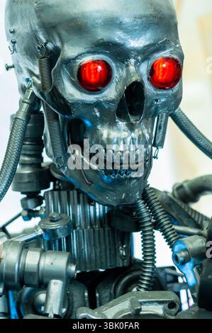 War machine with red eyes against isolated white background Stock Photo ...