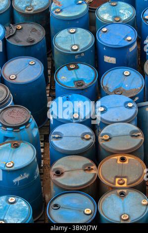 Photo of a Chemical waste dump with a lot of barrels Stock Photo - Alamy