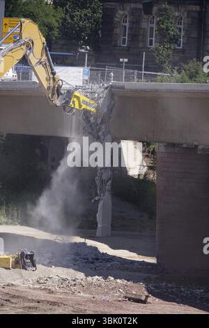 Demolition of the Carola Bridge on 13 June 2025, Dresden, Saxony ...