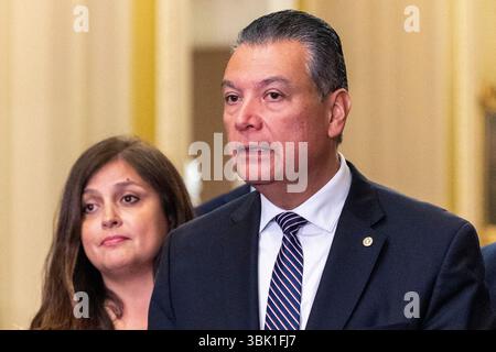 Sen. Alex Padilla, D-Calif., speaks during a hearing of the Senate ...