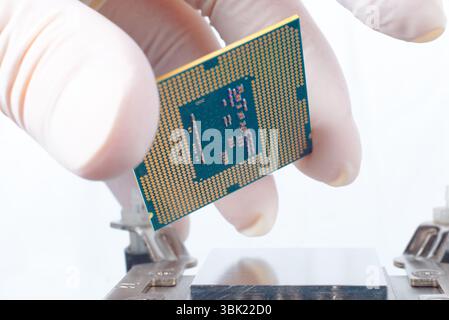 Human hand holding modern processor closeup photo Stock Photo - Alamy