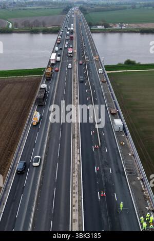 aerial view of The Ouse Bridge is a reinforced concrete plate girder ...