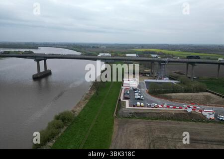 aerial view of The Ouse Bridge is a reinforced concrete plate girder ...