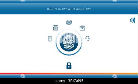 Image of touch to pay text with icons on green background Stock Photo ...
