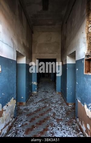 Blue brick building wall. Interior of a modern loft. Background for ...