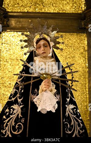 Statue of Mater Dolorosa, Our Lady of Sorrows inside Catholic catherdal ...