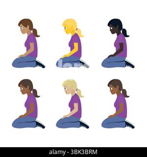 kneeling woman emoji symbol sign icon vector illustration Stock Vector ...