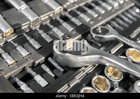 Toolkit of various tools in the box isolated on white Stock Photo - Alamy