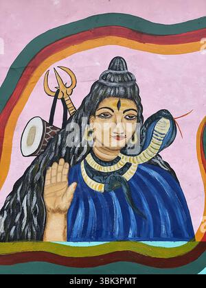 Painting on a voodoo shrine at Dantokpa market, Cotonou, Benin Stock ...