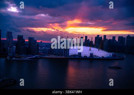 The O2 Arena and Canary Wharf skyline view in London Stock Photo - Alamy