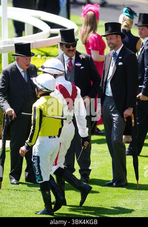 The Earl of Halifax, Prince Saud bin Khalid Al-Saud, the Prince of Wales in the parade ring ...